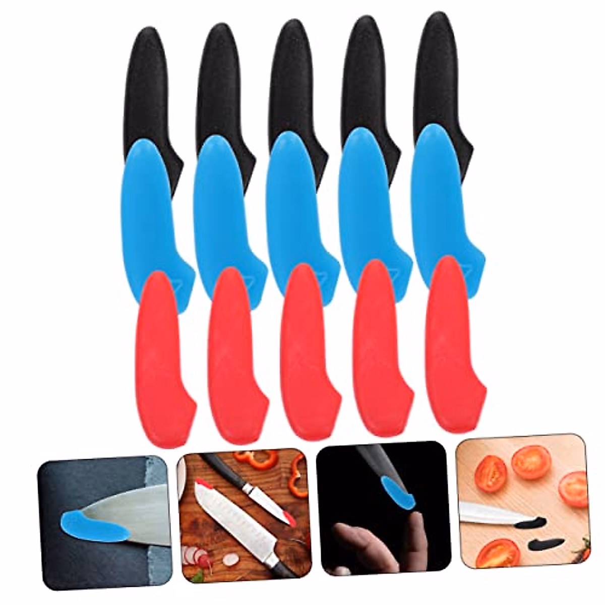 TOGEVAL 60 pcs for Cleaver Household Knife Tips Protector Protecting Flexible Caps Guards Point End and Anti-Scratch Sheath Blades Multi-Function Gags Cover Chef Plastic Sleeves