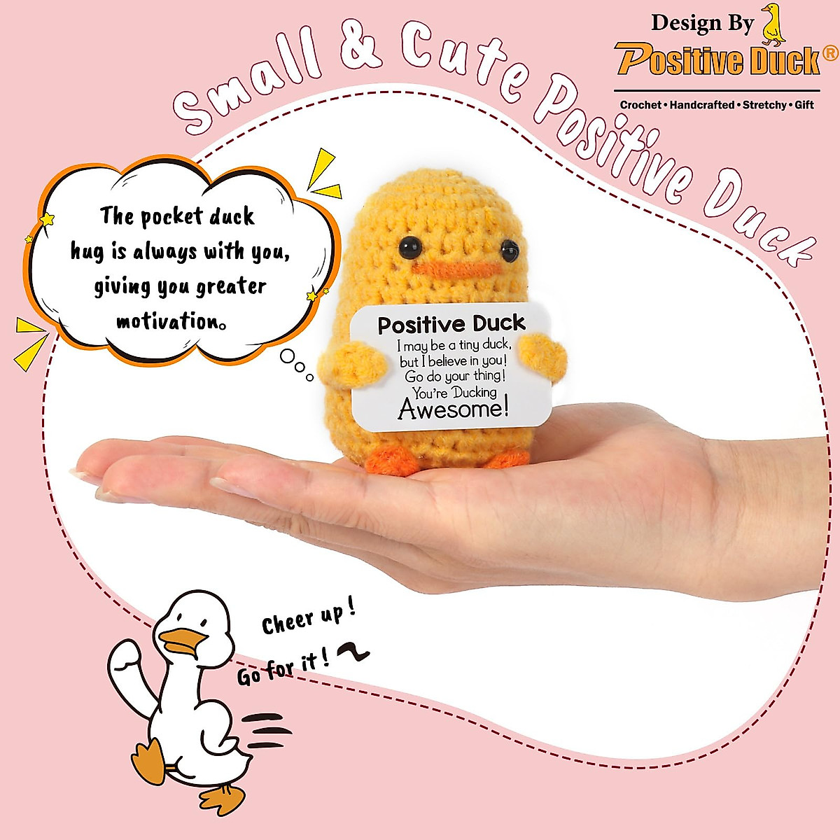 MBL Easter Basket Essentials Stuffers Duck – Handmade Emotional Cheer Support Positive Funny Pickle Potato Nuggets for Men Women Friends Coworkers, Birthday for Him Her