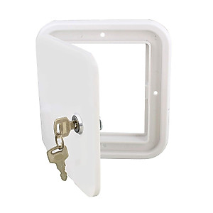 Dumble Low Profile Electric Cable Hatch RV Electric Cord – White RV Camper Electric Cord Cover, 6in x 6.5in Square