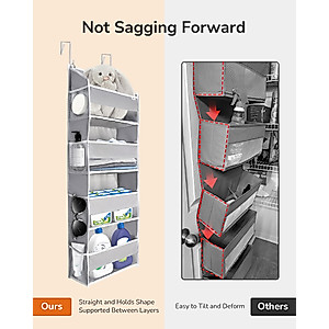 ULG 2 Pack Over The Door Storage Organizer with 4 Pockets 8 Mesh Side Pockets, 36 lbs Weight Capacity Door Hanging Organizers for Bedroom,Bathroom,Nursery,Pantry,Dorm(Light Gray)