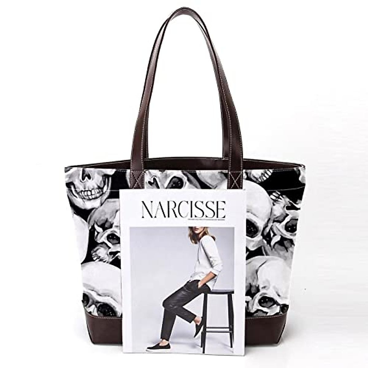 Skulls Funny Skeleton Black Tote Bags Large Leather canvas Purses and Handbags for Women Top Handle Shoulder Satchel Hobo Bags