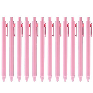 Bewudy Pastel Gel Ink Pens, 12 Pcs 0.5mm Aesthetic Gel Pens Fine Point Retractable Gel Pens Cute Ball Point Pen Black Ink Writing Pens Rollerball Pens School Gift Supplies (Pink)