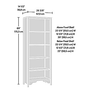 Sauder Dawson Trail 5 Shelf Bookcase, Raven Oak Finish