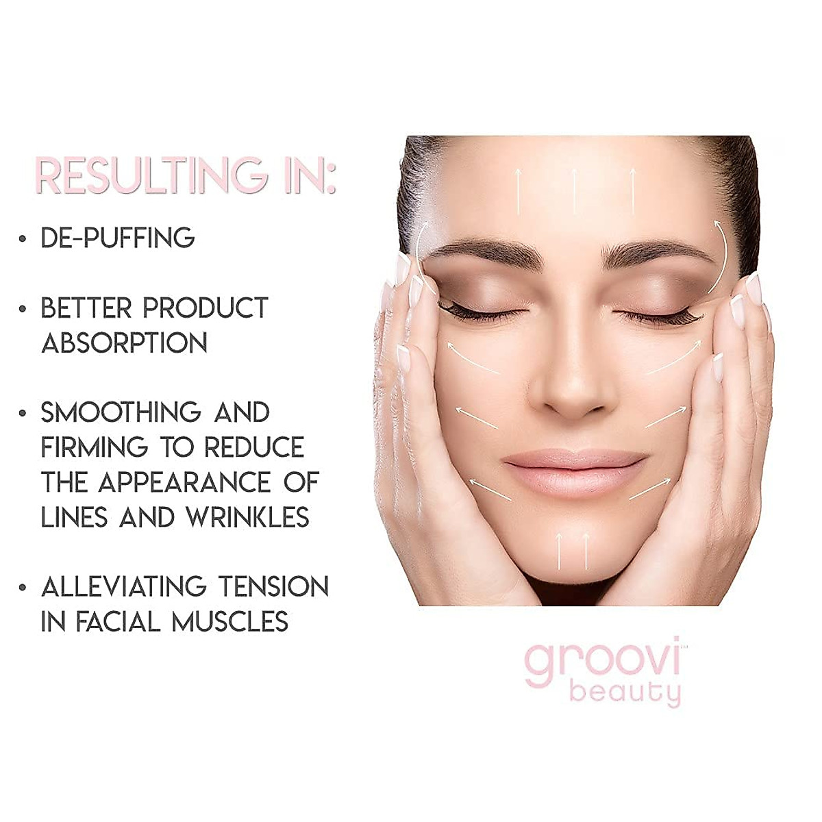 GROOVI BEAUTY Face Roller Massaging Stones Uplift Skin, Promote Lymphatic draining, Reduces fine Lines & Wrinkles, de-Puffs The Skin & Reduces Facial Muscle Tension | No Batteries