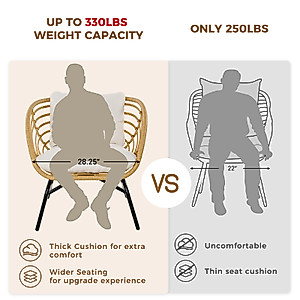 Grand patio 3-Piece Patio Set, Boho Outdoor Furniture Set with Beige Thick Cushions, Wicker Sofa Set with Patio Coffee Table, Bistro Set for Backyard, Balcony, Garden