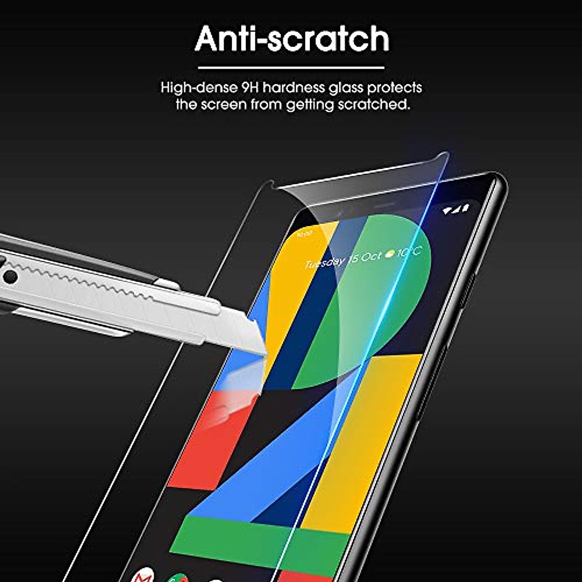 OMOTON [4 Pack Screen Protector for Google Pixel 4 (5.7 Inch), Tempered Glass/Alignment Frame/Scratch Resistant/Only Cover Display Area