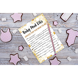 Yuansail Baby Mad Libs, Baby Shower Game, Gender Reveal Party Supplies,Honeycomb Bumble Bee Party Decorations,– 30 Game Cards (bb013-yx12)