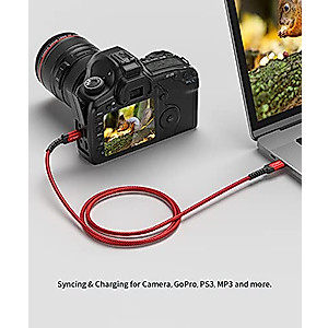 JSAUX Mini USB to Type C Cable, USB C to Mini USB 6.6FT Cable Charging Cord for GoPro Hero 3+, PS3 Controller, MP3 Player, Dash Cam, Digital Camera, GPS Receiver, PDAs and More Mini B Devices 2M/Red