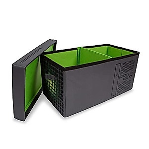 Ukonic Xbox Series X Logo Collapsible Storage Bin Chest with Lid | Fabric Basket Container with Handles, Cubby Cube Closet Organizer | Video Game Gifts And Collectibles | 24 x 12 Inches