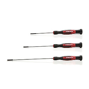 STEELMAN Precision Steel Shaft 6-Piece Long Electronics Screwdriver Set, Variety of Slotted/Phillips Sizes, Swivel-Head, Magnetic Tips