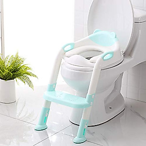 Potty Training Seat with Step Stool Ladder,SKYROKU Potty Training Toilet for Kids Boys Girls Toddlers-Comfortable Safe Potty Seat with Anti-Slip Pads Ladder (Blue)