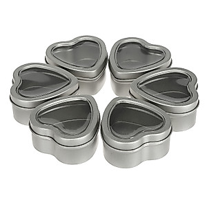 Dicunoy 20 Pack 2oz Metal Tins, Heart Shaped Empty Tin Box With Lids, Candle Jars Gift Storage Container Cans With Clear Window For Candle Making, Candies, Treasures