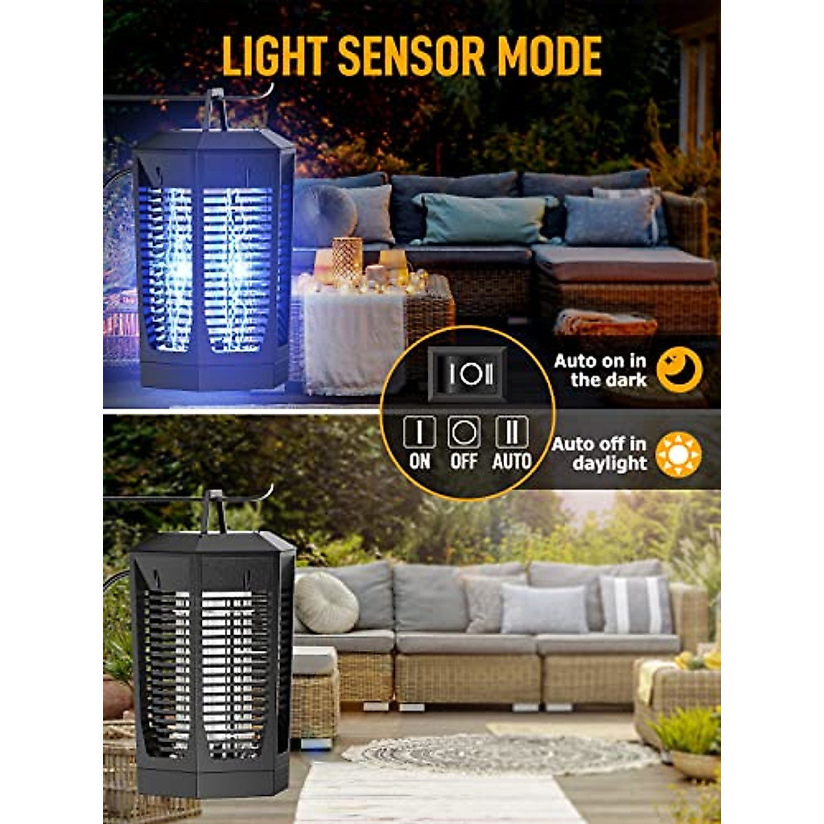 Bug Zapper Outdoor, Pophies Bug Zapper Indoor Plug in with 4200v High Powered, 18w Bug Zapper Outdoor Waterproof, Mosquito Killer Up to 2300 Sq Ft, Electric Bug Zapper for Patio Garden Home Kitchen