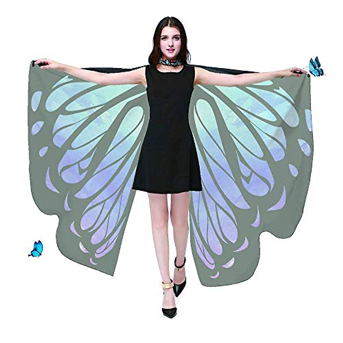 Shireake Baby Halloween/Party Prop Soft Fabric Butterfly Wings Shawl Fairy Ladies Nymph Pixie Costume Accessory … (168x135CM, Star sky)