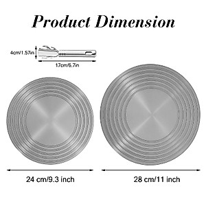2 Pack Gas Stove Heat Diffuser Plate, Round Fast Defrosting Tray Aluminum Non-Stick Coating Cookware Simmering Thawing Plate Conduction Multifunctional, Flame Guard Protection Stovetop (11 inch)