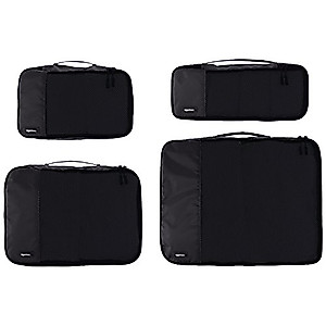Amazon Basics 4 Piece Packing Travel Organizer Cubes Set, Black