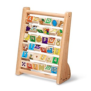Melissa & Doug ABC-123 Abacus - Classic Wooden Educational Toy, 2 + years With 36 Letter and Number Tiles