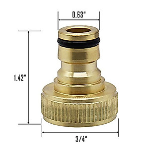 Twinkle Star 3/4 Inches Brass Garden Hose Connector Easy Connect Fitting Male and Female Set (4 Sets of Male & Female Connector)
