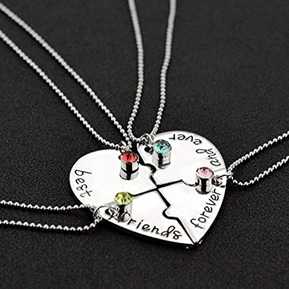 SIVITE Best Friends Forever and Ever Necklace with Crystal Broken Heart Charm Pendant Set Friendship Necklace