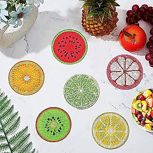Ninonly Fruit Diamond Painting Coasters 8 Pcs with Holder DIY Diamond Art Coaster for Adults Kids Beginners Diamond Painting Kits Crafts Kit for Drinks