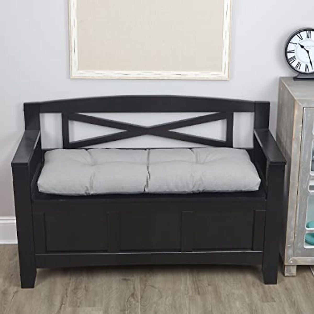 Klear Vu The Gripper Omega Non-Slip Tufted Bench Cushion for Indoor Furniture, Entryway Storage, Bay Window, Corner Nook or Piano Seat, 43 Inches, Gray