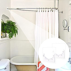 80mm Adhesive Shower Curtain Rod Holder 6PCS Large Shower Curtain Tension Rod Holders for Wall No Drilling Bathroom Shower Curtain Mount Holder Brackets