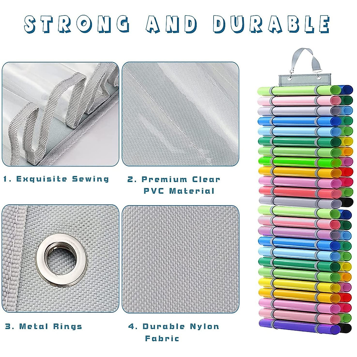 CareforYou Vinyl Roll Holder, Vinyl Storage Organizer with 48 Roll Compartments for Large Vinyl Rolls,Door/Closet Hanging/Wall Mounting Vinyl Holder,Space Saving Organization for Craft Room