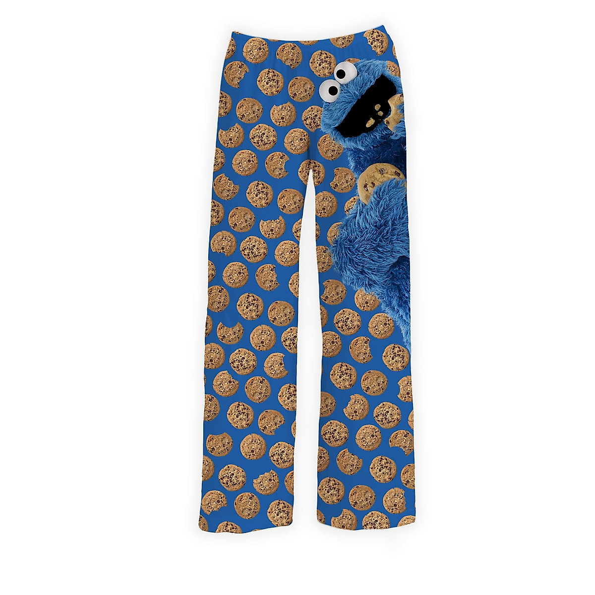 BRIEF INSANITY Sesame Street Adult Lounge Pajama Pants - Comfy, Loose-Fit, Ultra-Soft - Cookie Monster Sleep Bottoms (Large, Cookie Monster)