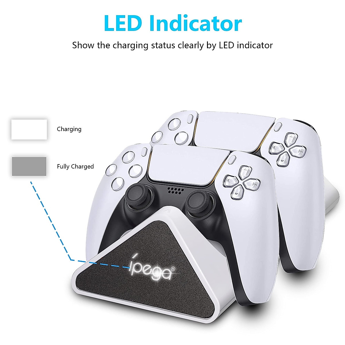 Mfupueu Charger Station for PS5 Controller Dualsense Controller, Upgrade PS5 Controller Charger