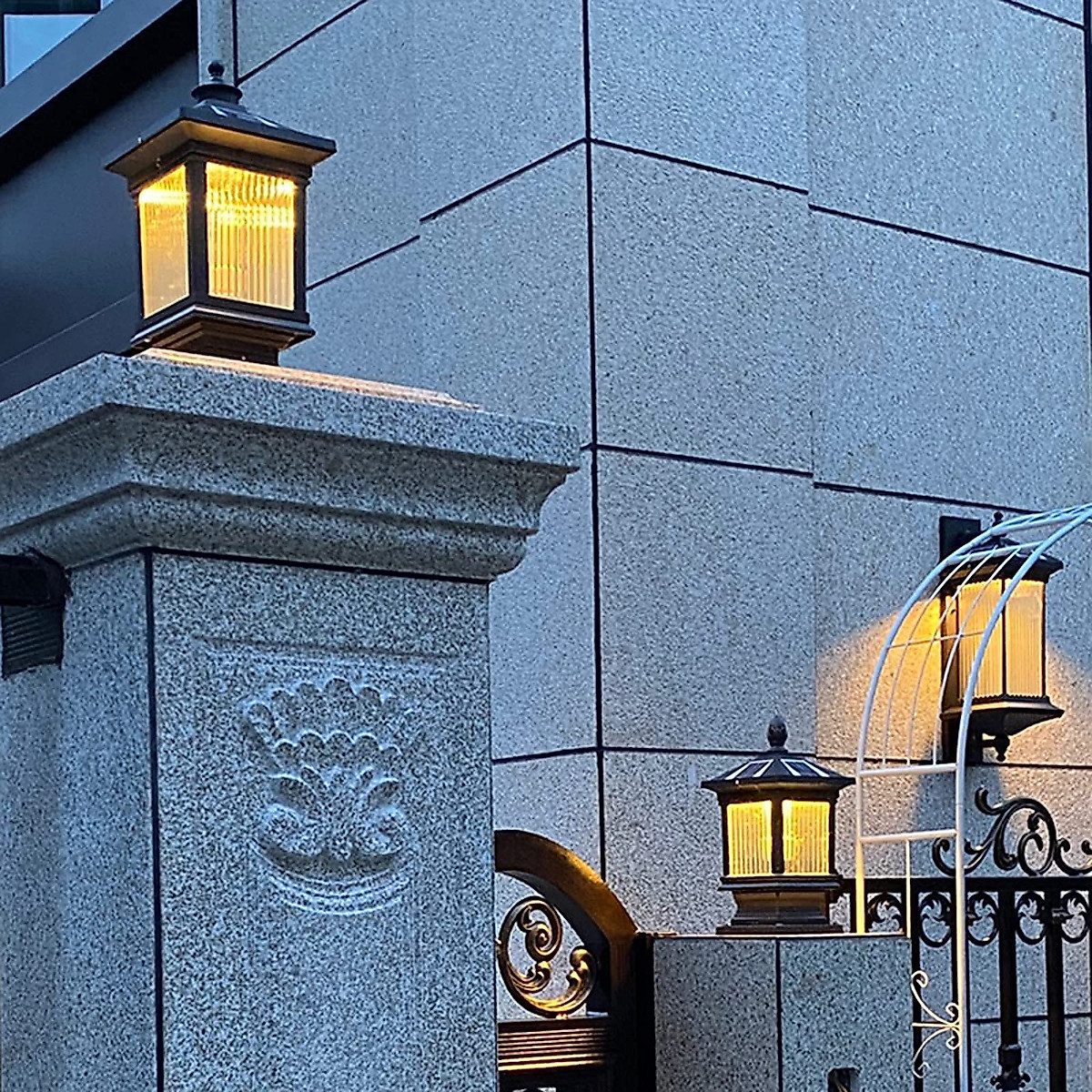 Post Lights Retro Solar Column Headlight, Traditional Victorian Waterproof Bollard LED Lantern Deck Yard Pedestal Pillar Lamp Simple Garden Patio Landscape Home Decoration Illumination