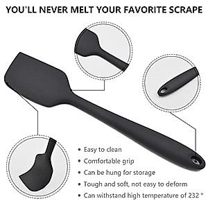 MEKBOK Silicone Spoon Spatula Set,(3 pieces)-Heat-resistant non-stick flexible rubber spatula set, Cooking Mixing Baking Kitchen Utensils Set of (black)