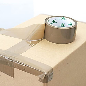 BOMEI PACK Brown Packing Tape Refills, Heavy Duty 12Rolls with 1 Dispenser for Packaging, Shipping and Moving, 2.4Mil 1.88 Inch x 60 Yard
