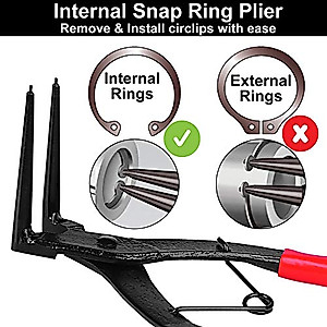 Toolwiz Snap Ring Pliers Set Heavy Duty Internal Master Cylinder Snap Ring Pliers Extra Long Snap Ring Pliers 90 Degree Long Nose Pliers for Trucks Motorcycles Cars, NOT Fit for External Snap Rings