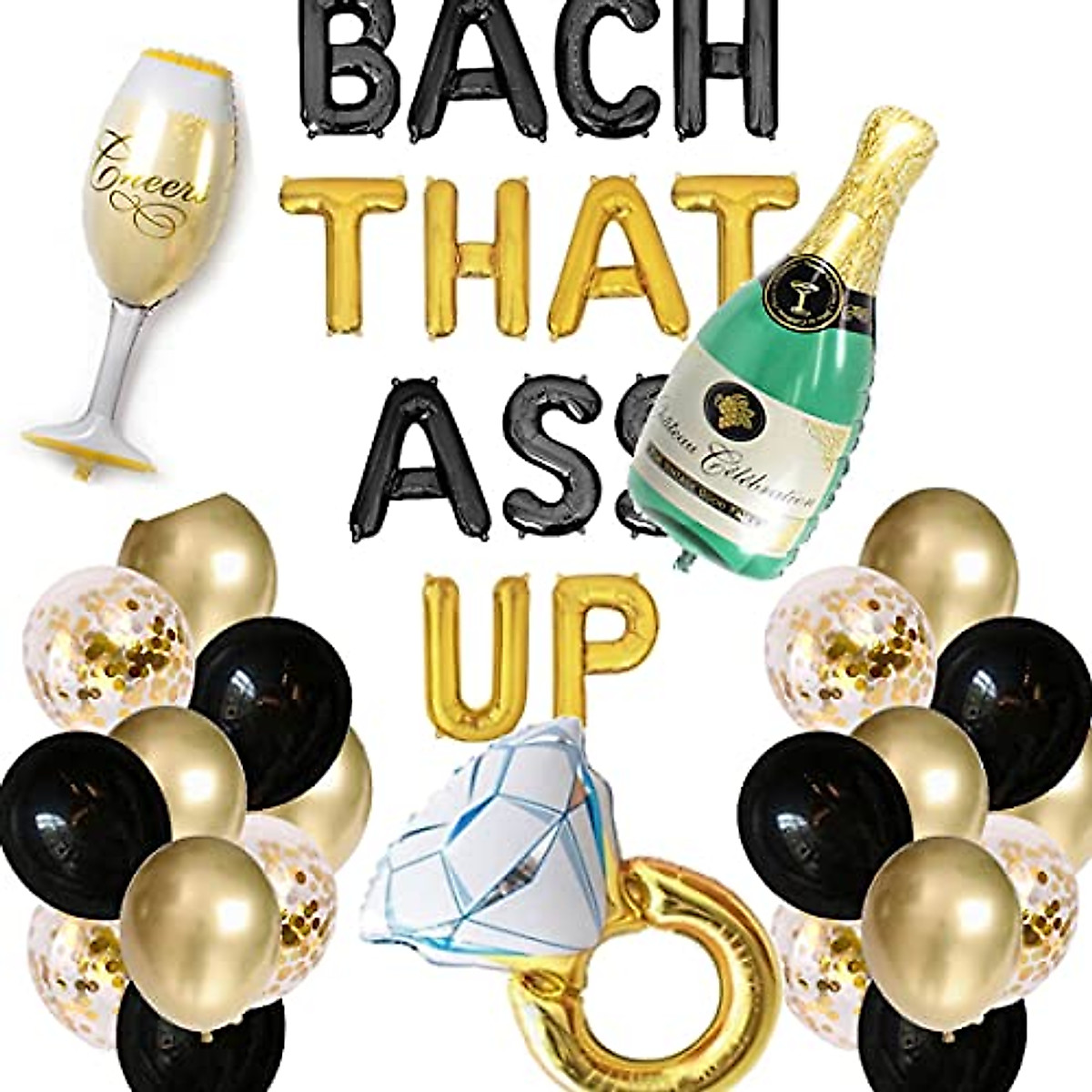 HEETON Bachelorette Party Bach That Balloon Banner Brunch Bridal Shower Party Decorations Nash Bachelorette Party Sign Gold Floral Decorations for Bridal Bridegroom Shower Bubbly Bar