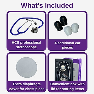 HCS Stethoscope, Premium Stainless Steel - Medical Grade, Dual Head Stethoscopes for Nurses, Doctors, Veterinary - 22 inch Tubing (Blue)