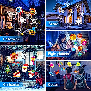 Christmas Projector Lights, Joycabin 6-in-1 Aurora Moving Patterns LED Lights, Waterproof Halloween Landscape Light with Remote Control Timer for Outdoor/Indoor Christmas Holiday Party