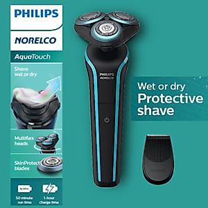 Philips Norelco Shaver for Men Series 7100, Rechargeable Wet & Dry Cordless Electric shavers for Men with Click-On Precision Beard Trimmer, Aquatouch Shaving Machine for Men face