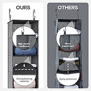 HAITRAL Hanging Closet Organizer - 6-Shelf Hanging Storage Shelves with 3 Side Pocket - Multi-Function Foldable Cube Wardrobe for Home, Dorm, Apartment