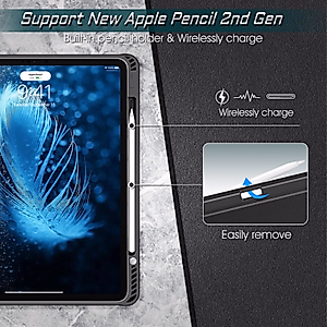 CaseBot Magnetic Case for iPad Pro 12.9-inch 6th Generation 2022, Multiple Angle Shockproof Rugged Stand Case, Soft TPU Back Cover w/Pencil Holder, Also Fit iPad Pro 12.9" 5th/4th/3rd Gen, Black