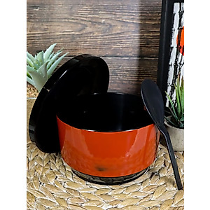 Ebros Gift Japanese Restaurant Grade Traditional Red and Black Ohitsu Rice Container Serving Bowl with Scoop for 3-4 People Party Hosting Functions Supply Asian Dining Made in Japan