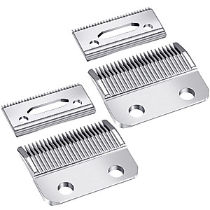 Mudder 2 Sets Professional Replacement Clipper Blades, 2 Holes Adjustable Hair Clippers Parts Blades, Hair Trimmer Replacement Blade for Barbers and Stylists (Silver)