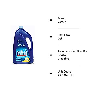 Finish Dishwasher Detergent Gel Liquid, Lemon Scent, 75oz