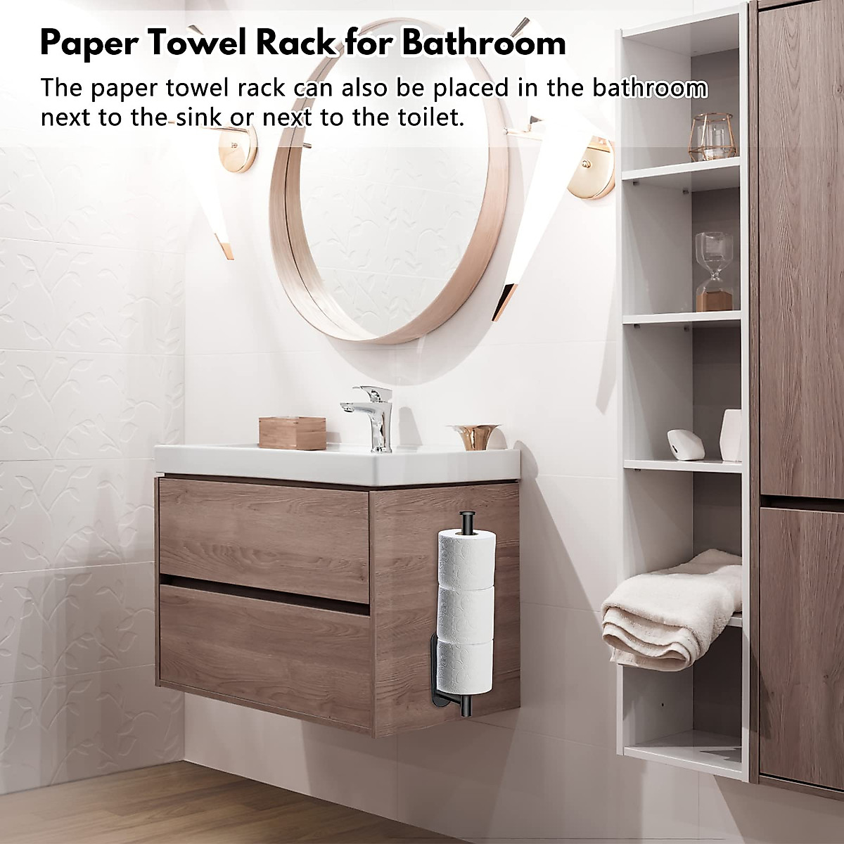 Ablink Paper Towel Holder Under Cabinet, Paper Towel Rack Adhesive and Wall Mounted, Paper Towel Mount 13 Inches 304 Stainless Steel for Kitchen and Bathroom
