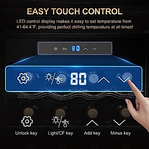 BODEGACOOLER 24 Bottle Compressor Wine Cooler, Freestanding Wine Cellar for Red, White or Champagne，Mini Fridge with 41-64.4°F Digital Temperature Control Glass Door