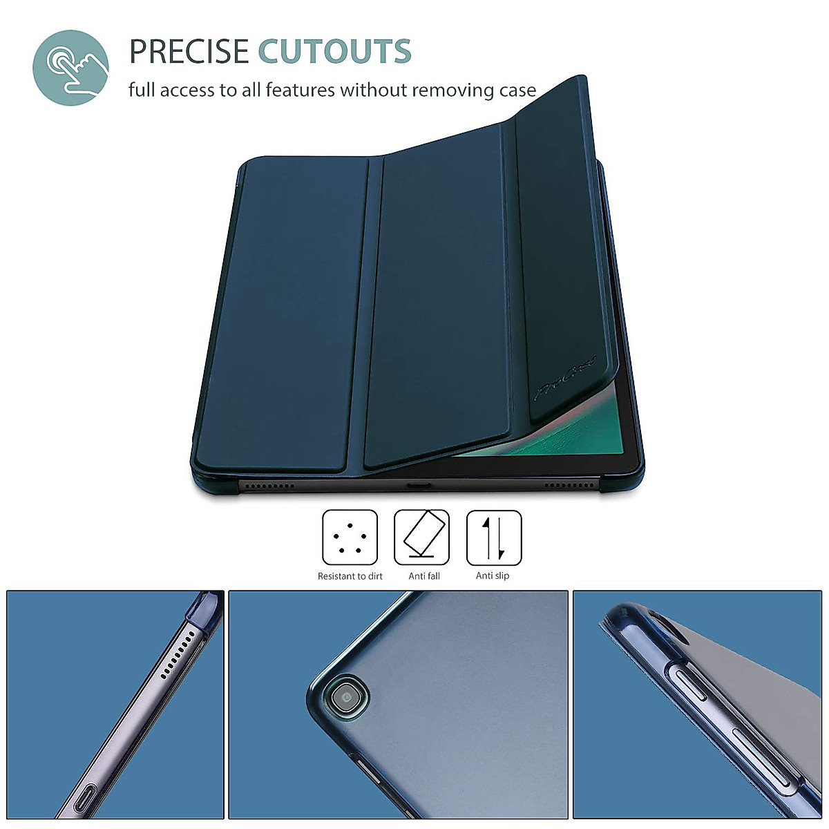 ProCase Slim Case for Galaxy Tab A 10.1 2019 Model T510 T515 T517, Lightweight Stand Case Shell Cover for 10.1 Inch Galaxy Tab A Tablet SM-T510 SM-T515 SM-T517 2019 Release -Navy