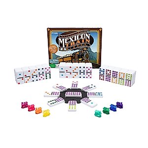 Mexican Train Dominoes - Beautiful Color Dot Double 12 Dominoes Set - Includes Train Markers and Hub by Pressman Multi Color, 5"