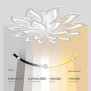 AHAWILL Ceiling Light Dimmable Modern Embedded LED Chandelier Metal Acrylic Petal Ceiling Ceiling Light, Suitable for Living Rooms, Bedrooms, Children's Rooms, Etc. ø47.2″/120w/18 Heads……