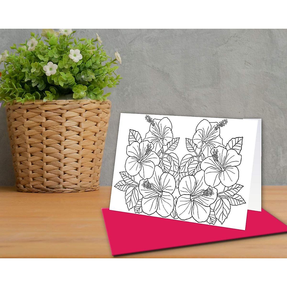 Art Eclect Adult Coloring Flower Greeting Cards for Birthdays, Anniversary, Thank You and Sympathy Cards (10 Cards and 10 Envelopes, Set Flowers B/Pink)