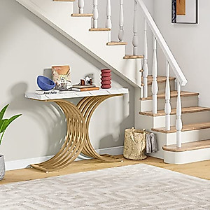 LITTLE TREE 41 inches Gold Entryway Console Table, Sofa Table Accent Table for Living Room