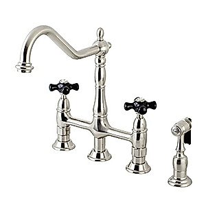 Kingston Brass KS1278PKXBS Duchess 8 inch Centerset Kitchen Faucet with Brass Sprayer, 8-3/4 inch In Spout Reach, Brushed Nickel